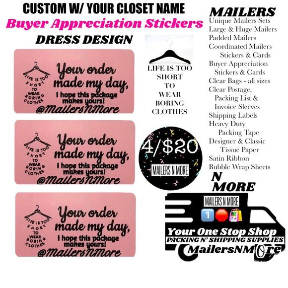 Mailers N More | Office | 4 Custom Buyer Appreciation Stickers W Closet ...
